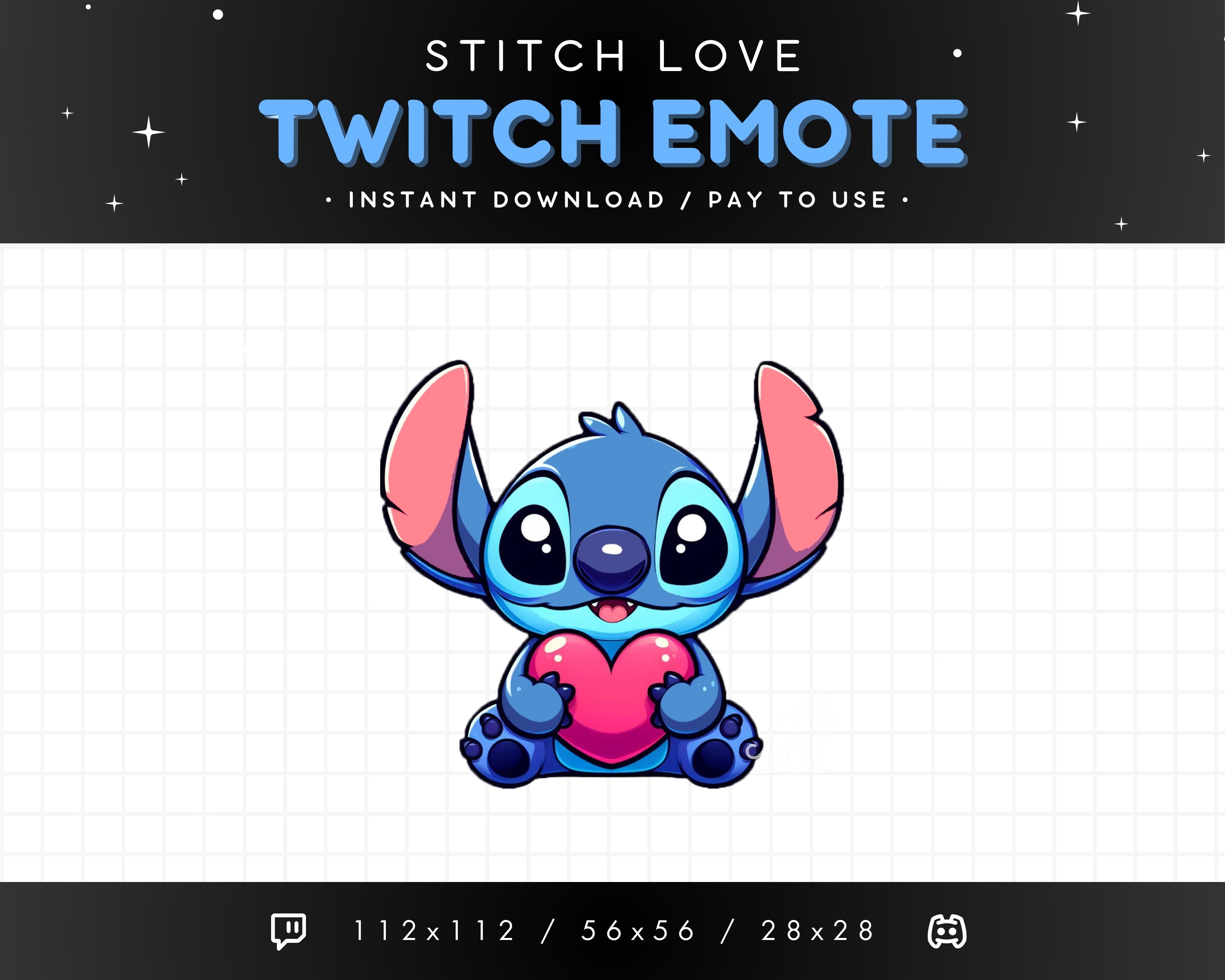 Stitch Twitch Emote Love Stitch Discord Emote, Stitch Streaming Assets ...