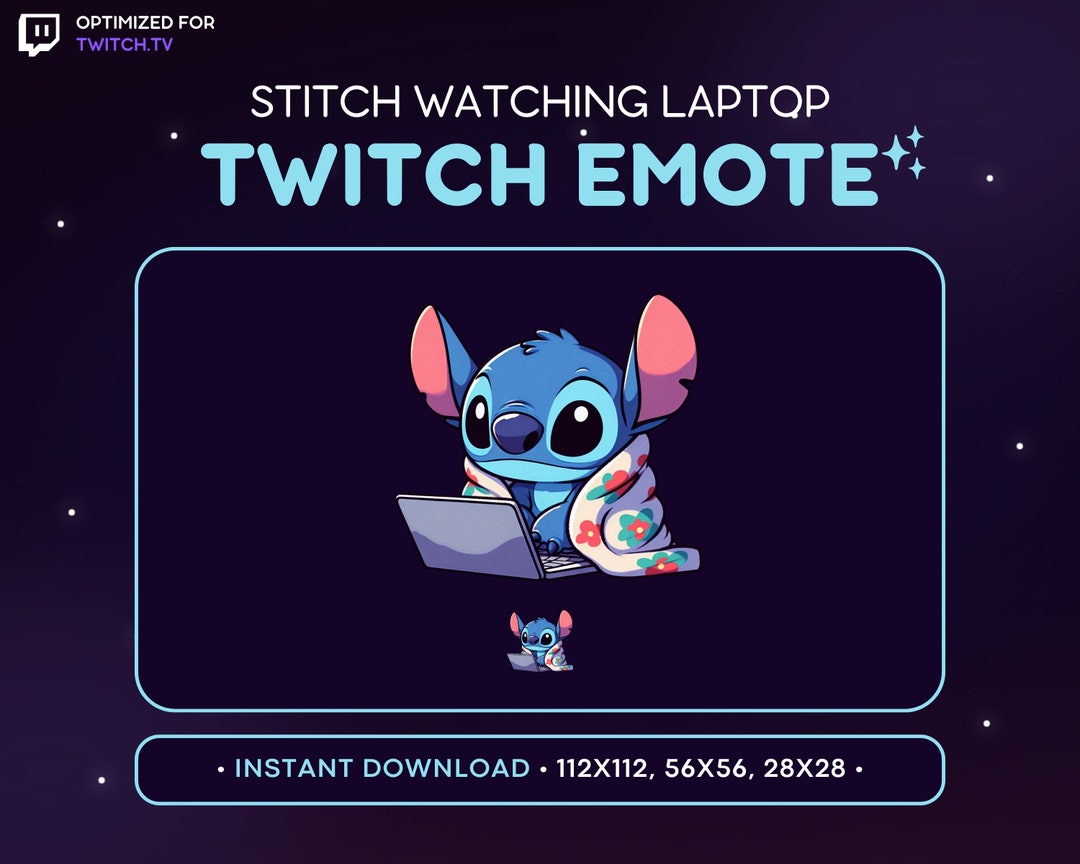 Stitch Twitch Emote Laptop Lurk Comfy - Stitch Discord Emote, Stitch ...