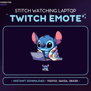 Stitch Twitch Emote Laptop Lurk Comfy - Stitch Discord Emote, Stitch ...