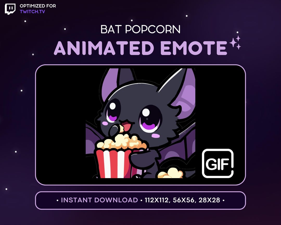 ANIMATED Bat Twitch Emote - Popcorn Bat Emote, Bat Discord Emote ...
