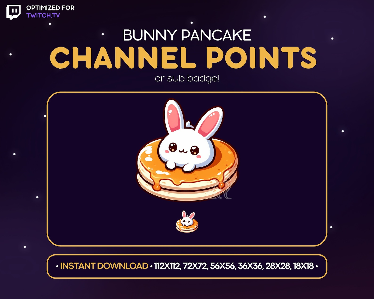 Cute Bunny Pancake Twitch Channel Point Icon, Sub Badge, Emote - Bunny ...