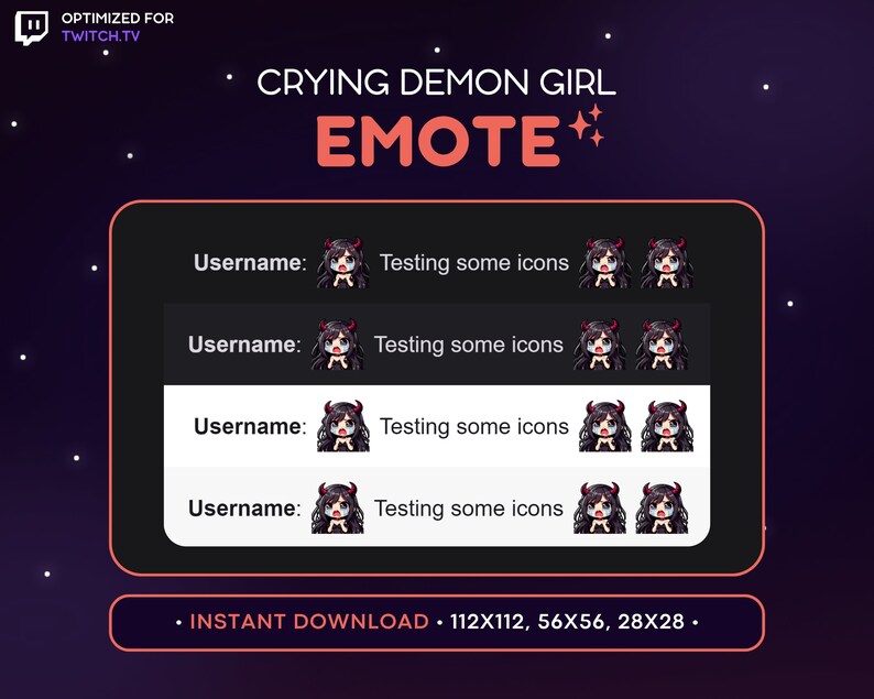 Demon Girl Twitch Emote, Evil Hell Girl, Kawaii Anime Emote, Gamer ...