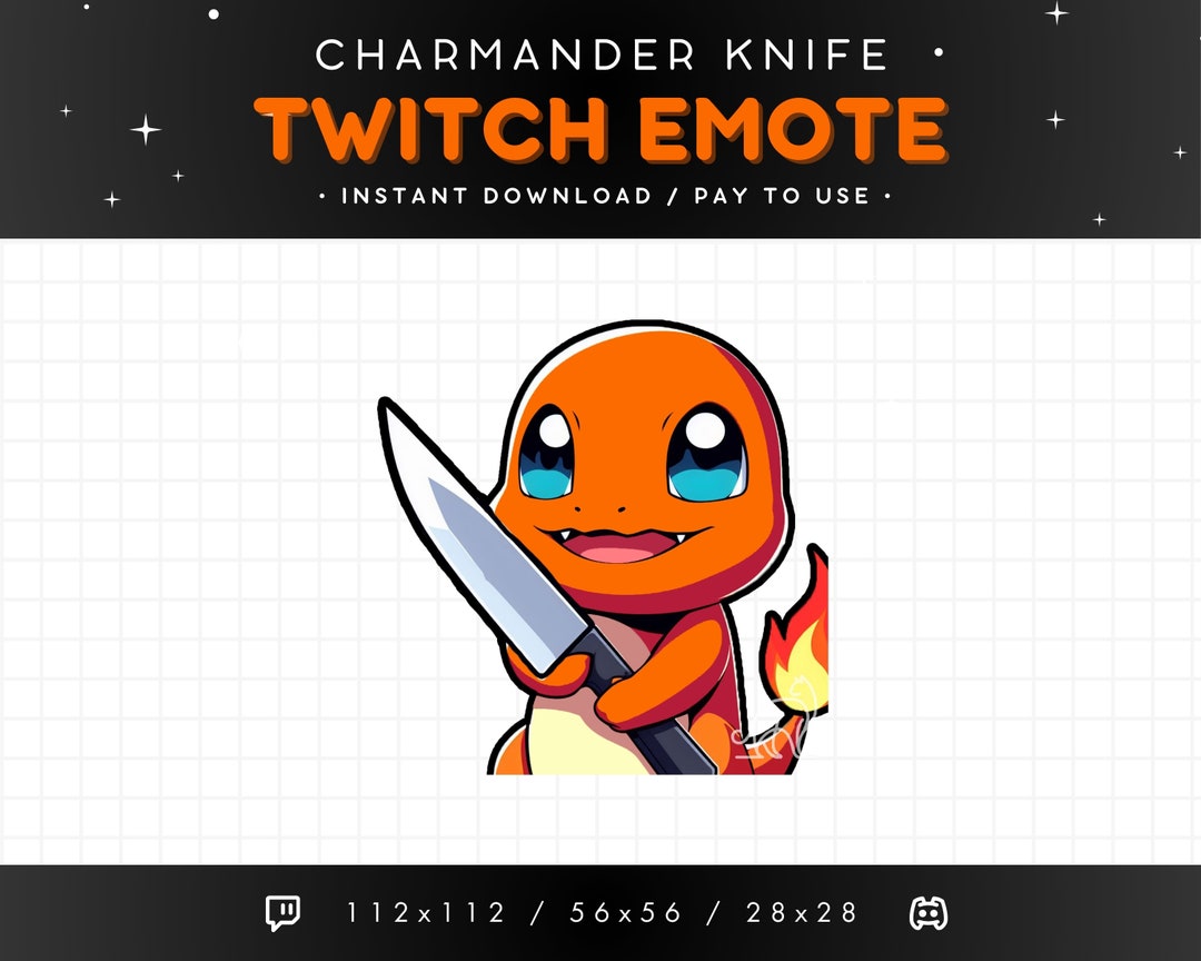 Cute Charmander Twitch Emote Knife Charmander Pokemon Emote, Gaming ...