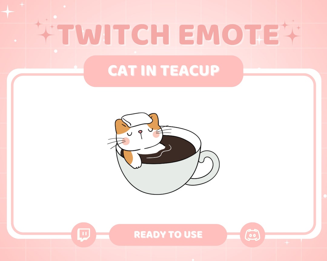 Cat Twitch Emote Cat in Cup Emote, Coffee Cup Emote, Tea Cup Emote ...