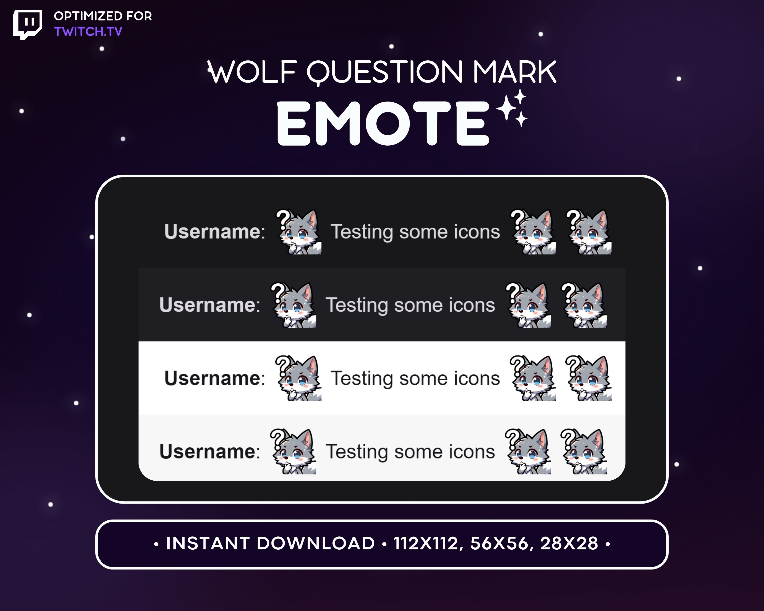 Wolf Twitch Emote - Question Mark Discord Emoji, Confused, Thinking - Etsy