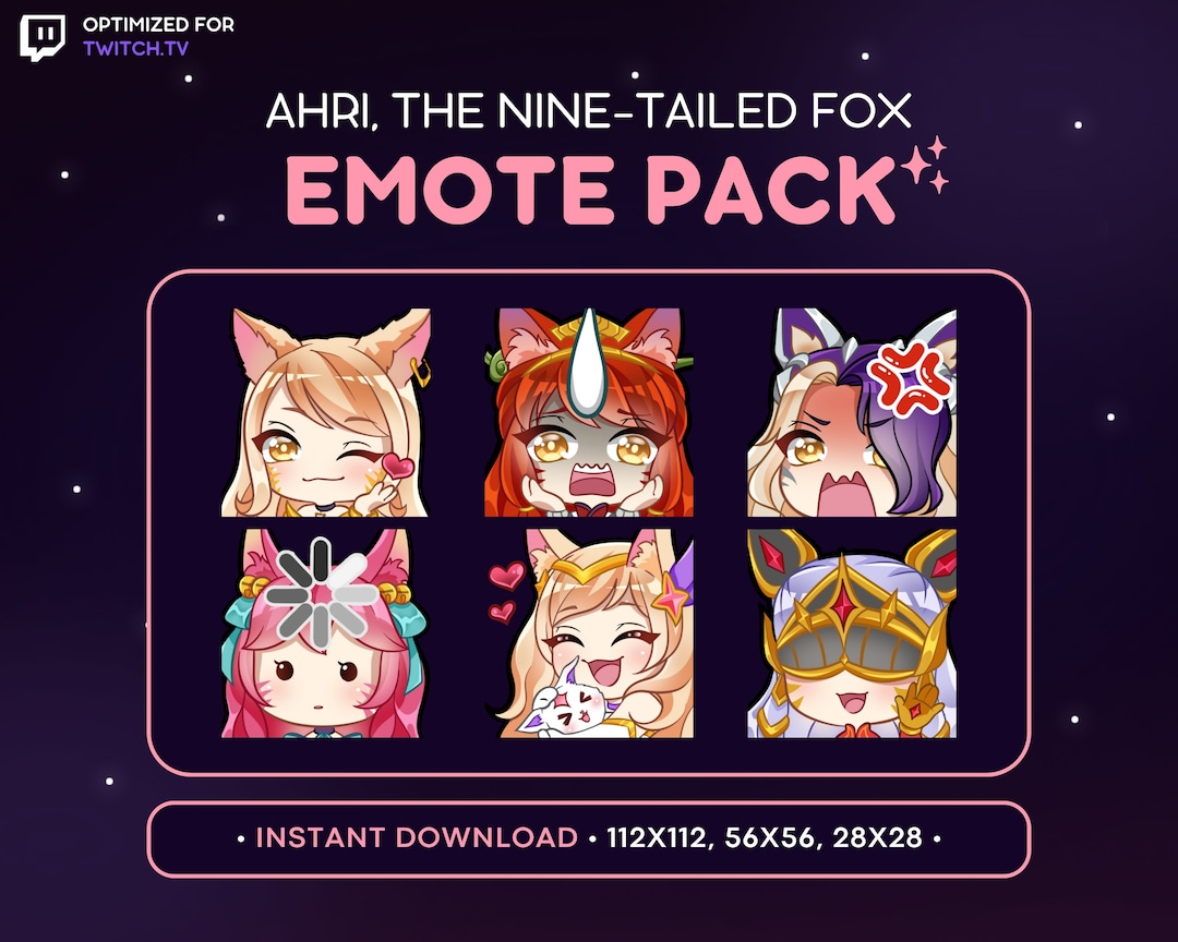Ahri Twitch Emote Pack 6x - Ahri League of Legends, Ahri Discord Emote ...