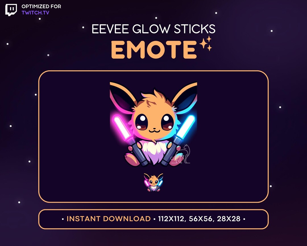 Eevee Twitch Emote Glow Sticks Pokemon Eevee Emote, Gaming, Streaming ...