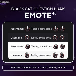 Cute Black Cat Twitch Emote - Question Mark Cat Emote, Cat Discord ...