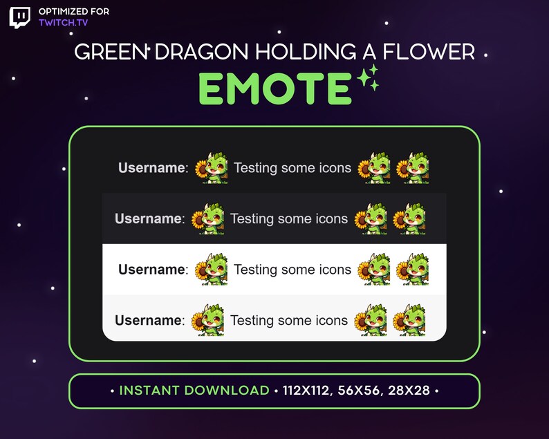 Green Dragon Twitch Emote Holding Flower - Sunflower Drake Dragon Emoji ...