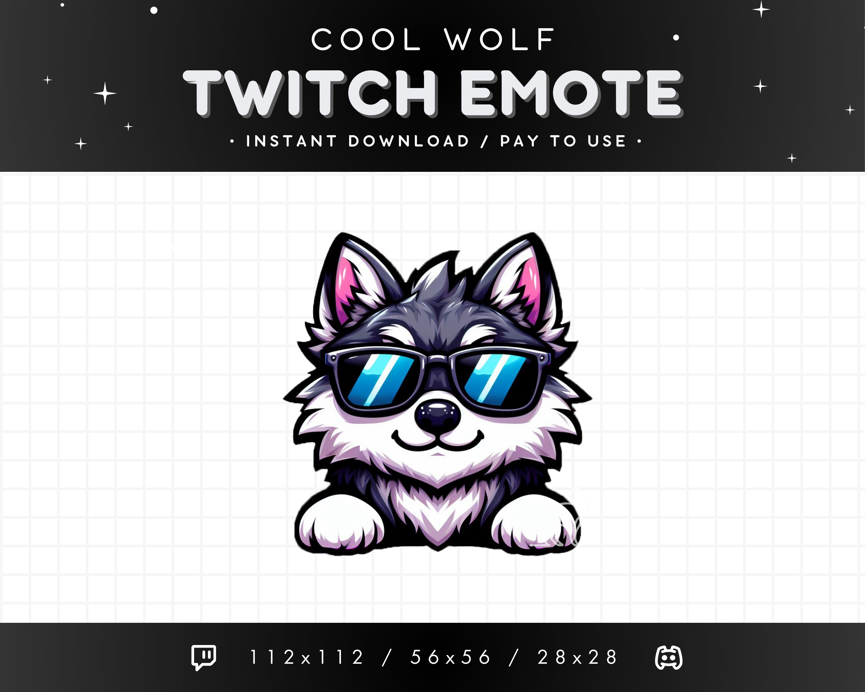 Cool Wolf Twitch Emote Cool Wolf Emote, Wolf Discord Emote, Gaming ...
