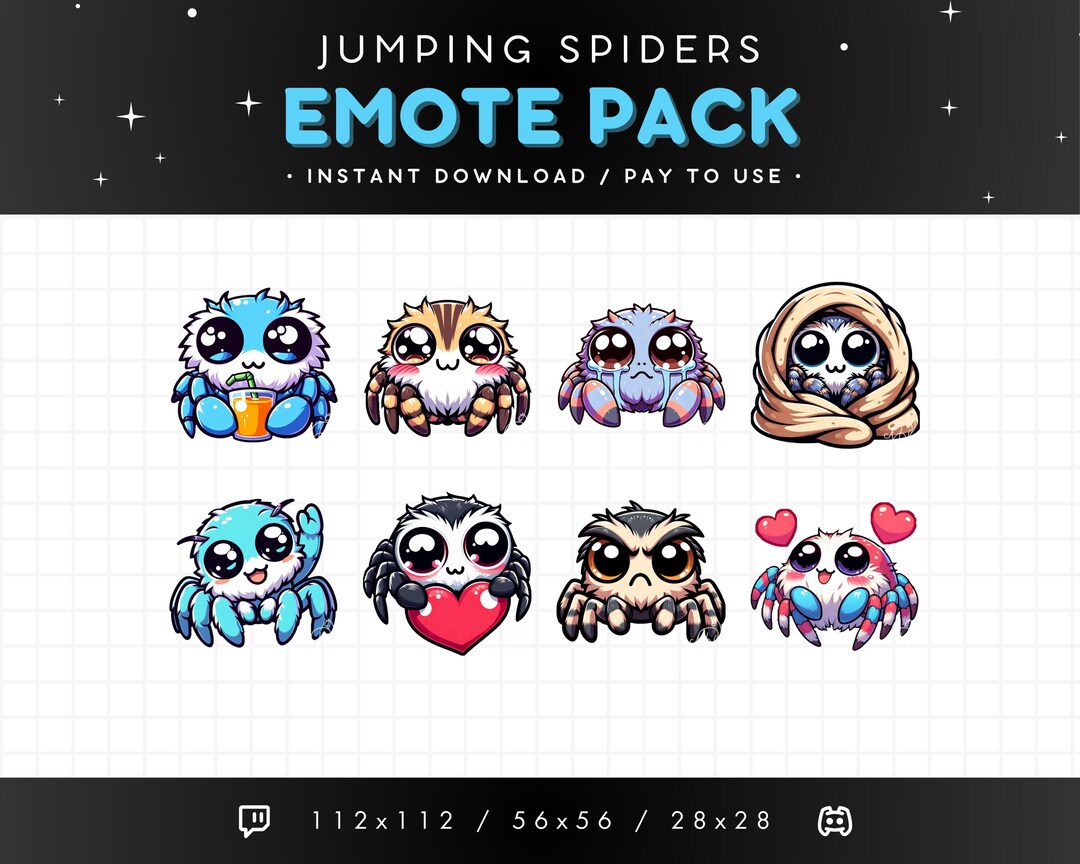 Cute Jumping Spider Twitch Emote Pack 8x Spider Emote, Spider Discord ...