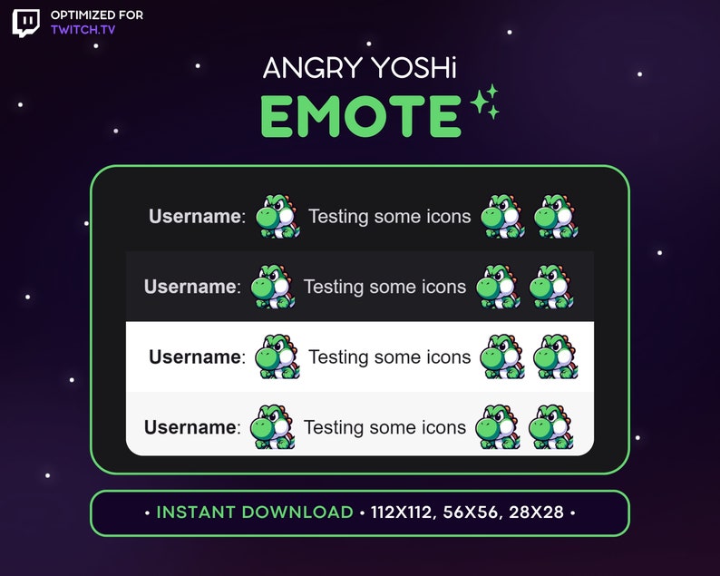 Yoshi Twitch Emote - Angry Yoshi Emote, Yoshi Discord Emote, Smash Bros ...