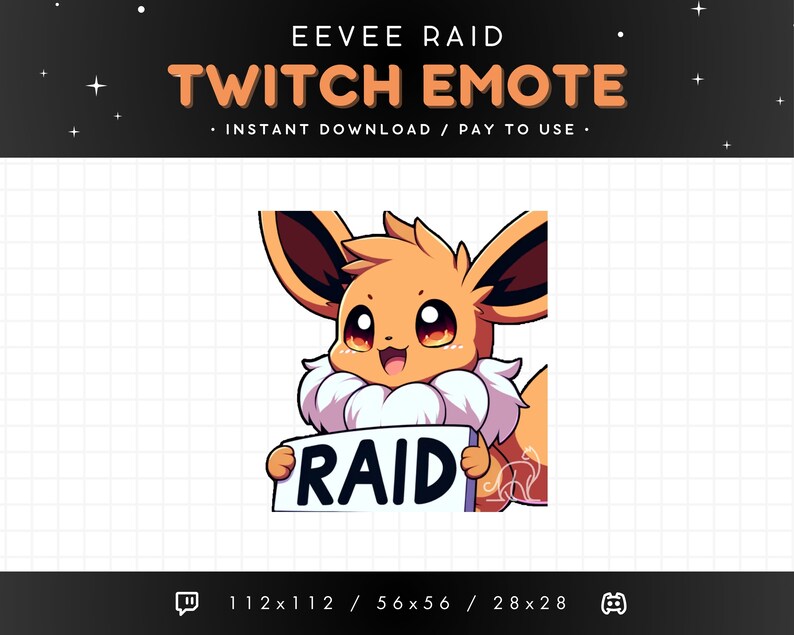 Cute Eevee Twitch Emote Raid Pokemon Eevee Emote, Gaming, Streaming ...