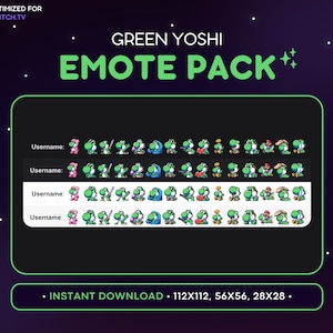 Yoshi Twitch Emote Pack 15x - Yoshi Emote, Yoshi Discord Emote ...