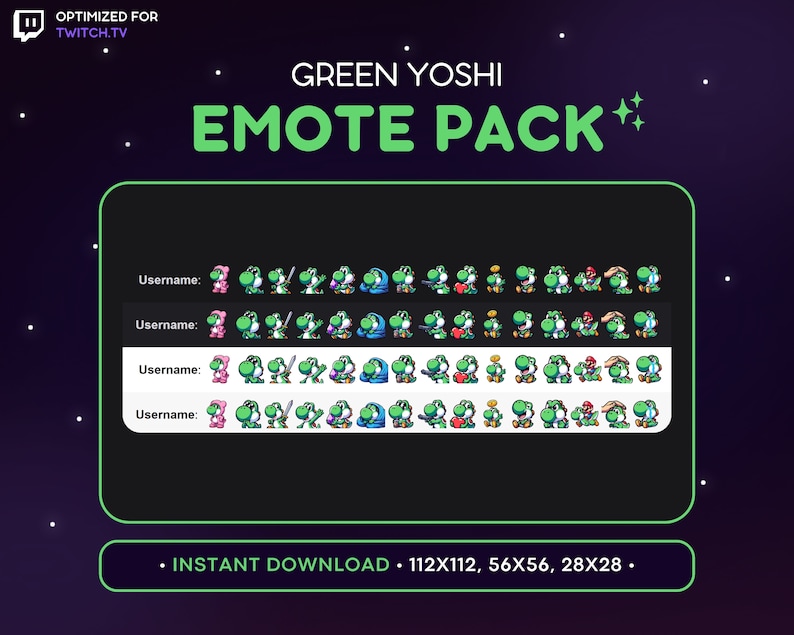 Yoshi Twitch Emote Pack 15x Yoshi Emote, Yoshi Discord Emote, Streaming ...