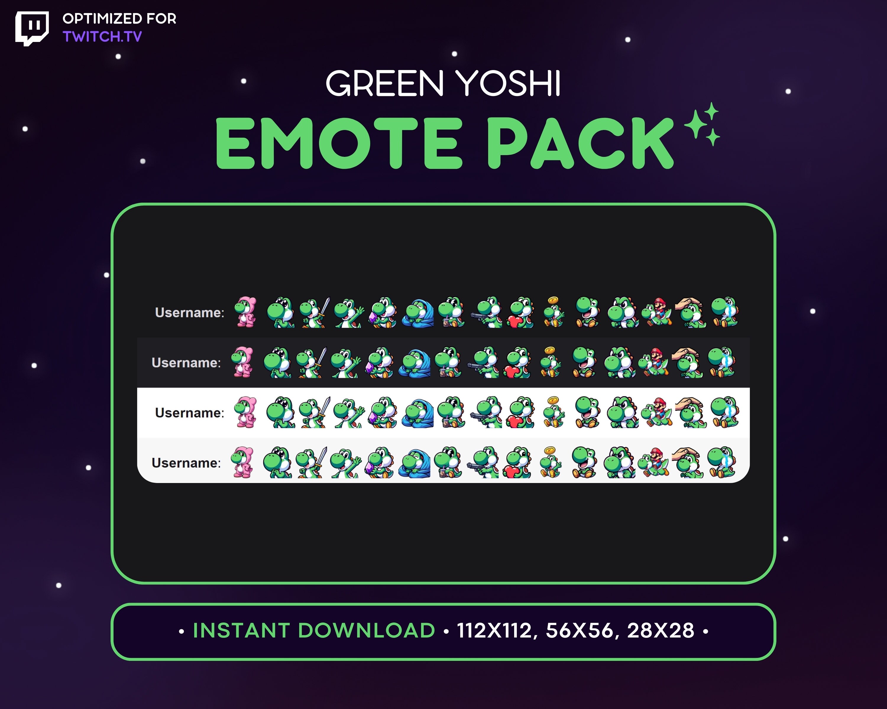 Yoshi Twitch Emote Pack 15x Yoshi Emote, Yoshi Discord Emote, Streaming ...