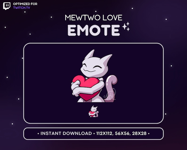 Cute Mewtwo Twitch Emote Love Mewtwo Pokemon Emote, Gaming, Streaming ...