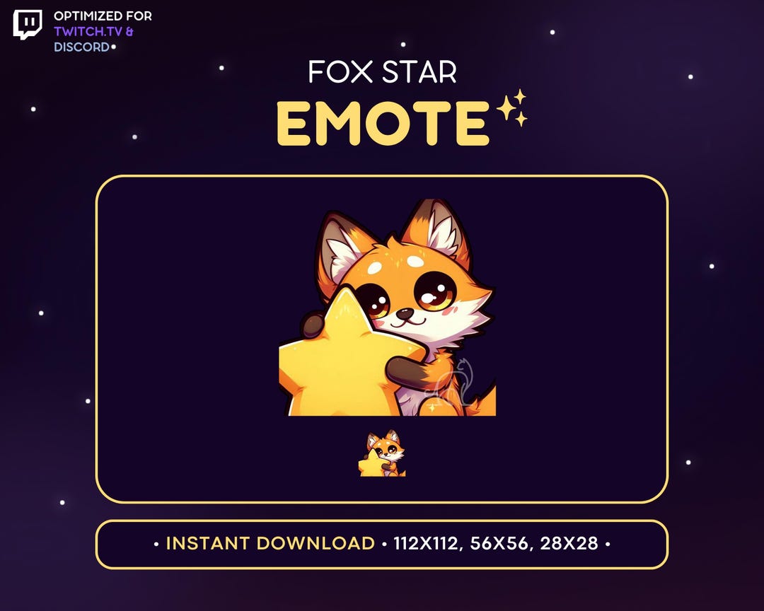 Fox Twitch Emote - MVP, Hugging a Star, Shiny, Proud, Discord Server ...