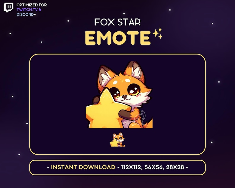 Fox Twitch Emote - MVP, Hugging a Star, Shiny, Proud, Discord Server ...