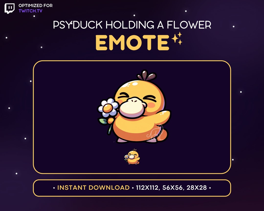 Psyduck Twitch Emote - Flower Psyduck Pokemon Emote, Gaming, Streaming ...