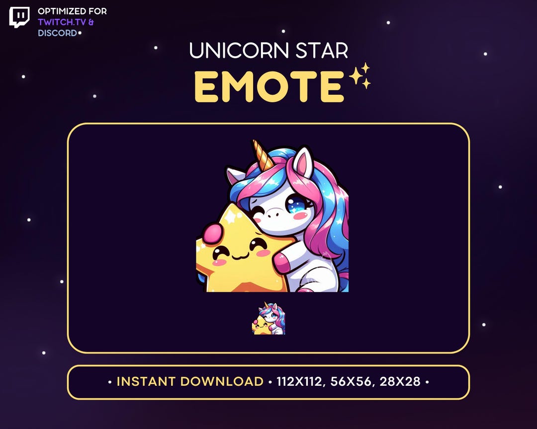 Unicorn Twitch Emote - MVP, Hugging a Star, Shiny, Proud, Discord ...