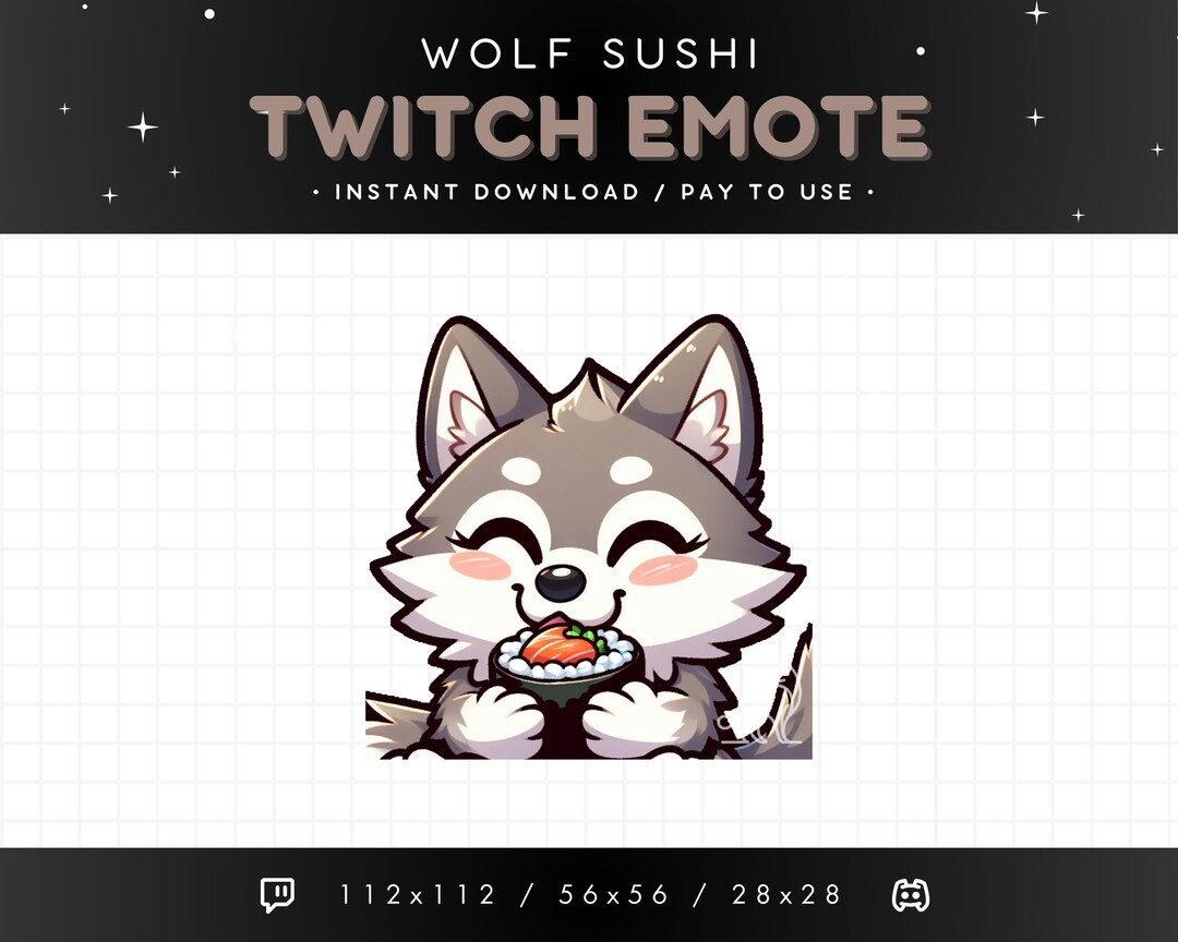 Cute Wolf Twitch Emote Sushi Gray Wolf Emote, Wolf Discord Emote ...