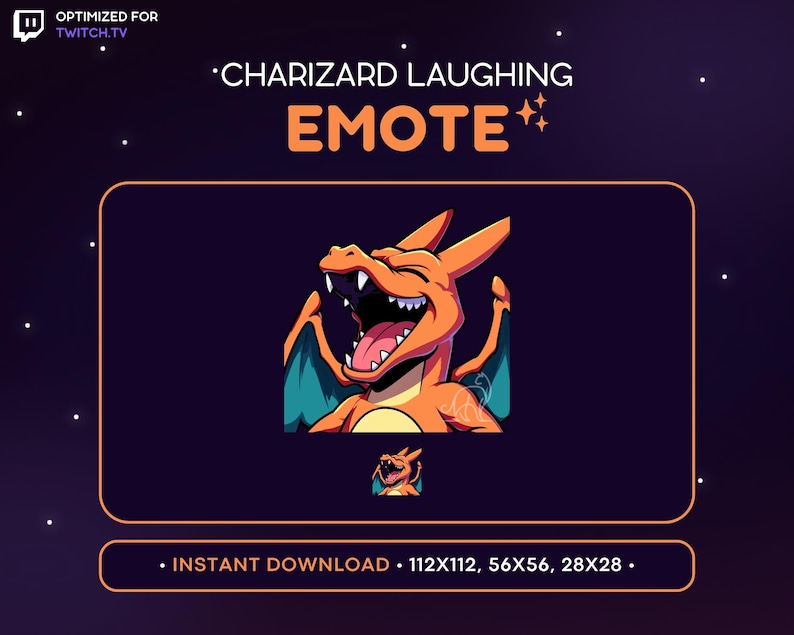 Charizard Twitch Emote - Laugh Pokemon Discord Emoji, Sticker, Giggle ...
