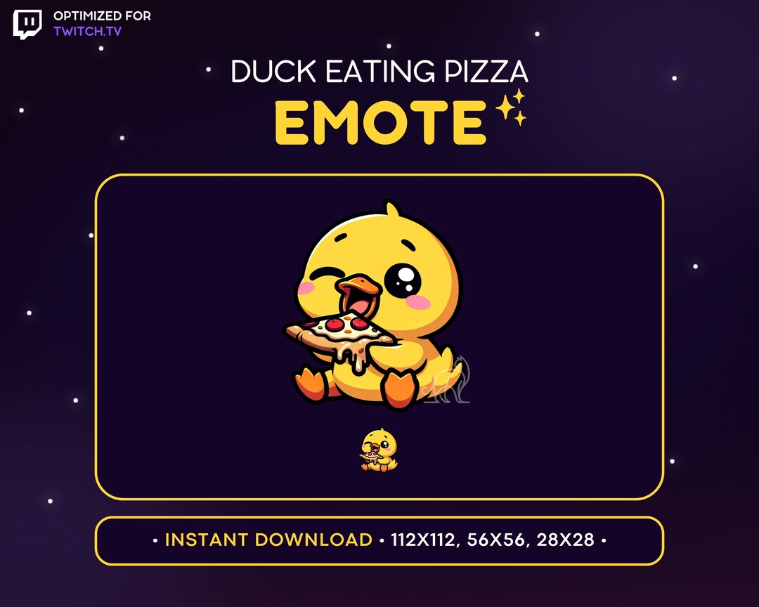 Cute Duck Twitch Emote - Pizza Duck Emote, Duck Discord Emoji, Eating ...