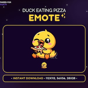 Cute Duck Twitch Emote - Pizza Duck Emote, Duck Discord Emoji, Eating ...