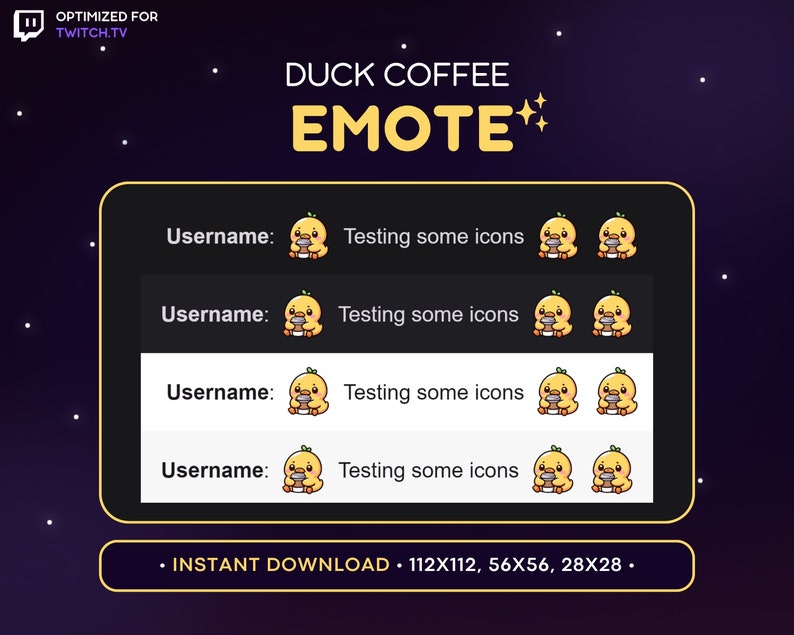 Cute Duck Twitch Emote Coffee Duck Emote, Duck Discord Emote, Gaming ...