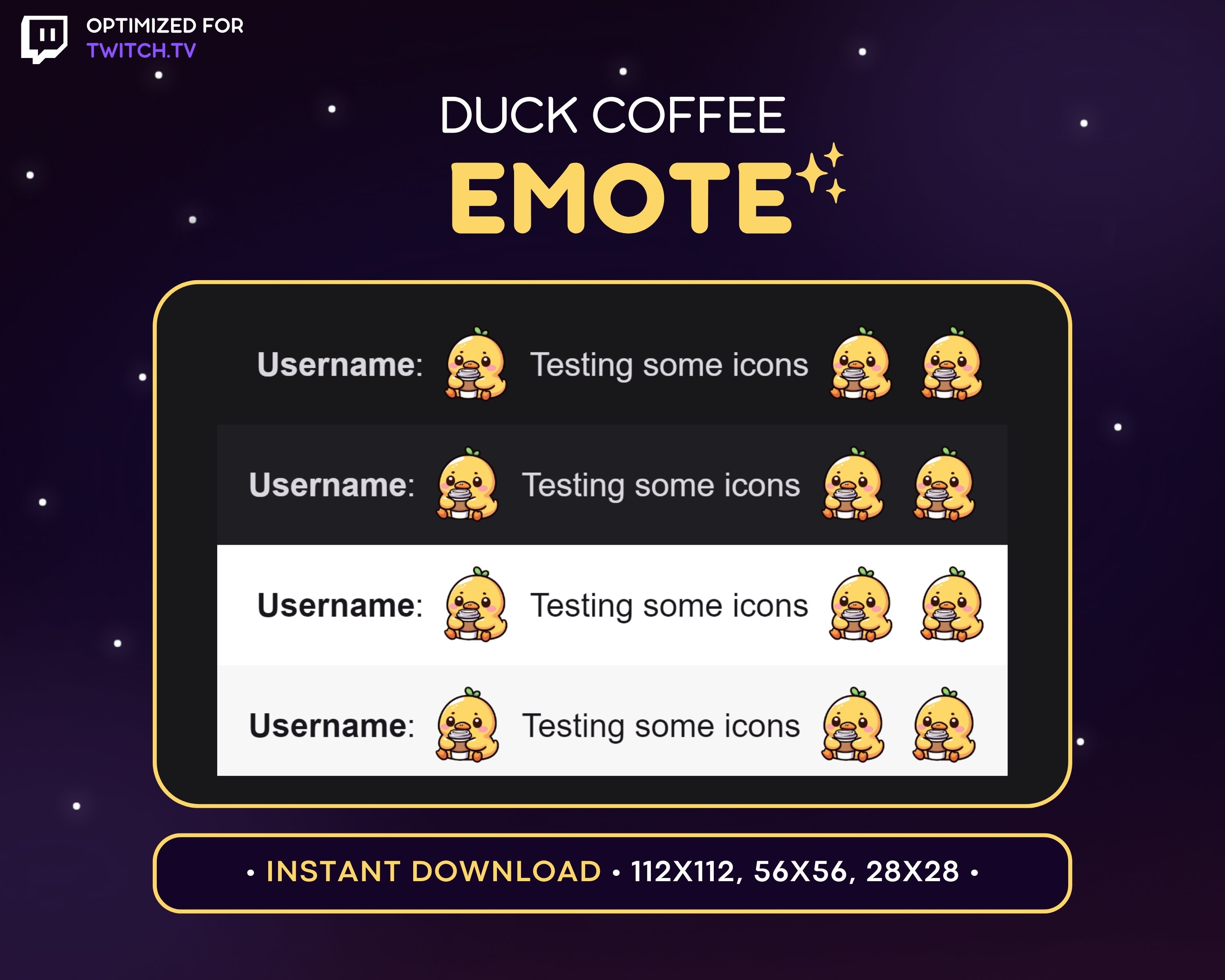 Cute Duck Twitch Emote Coffee Duck Emote, Duck Discord Emote, Gaming ...