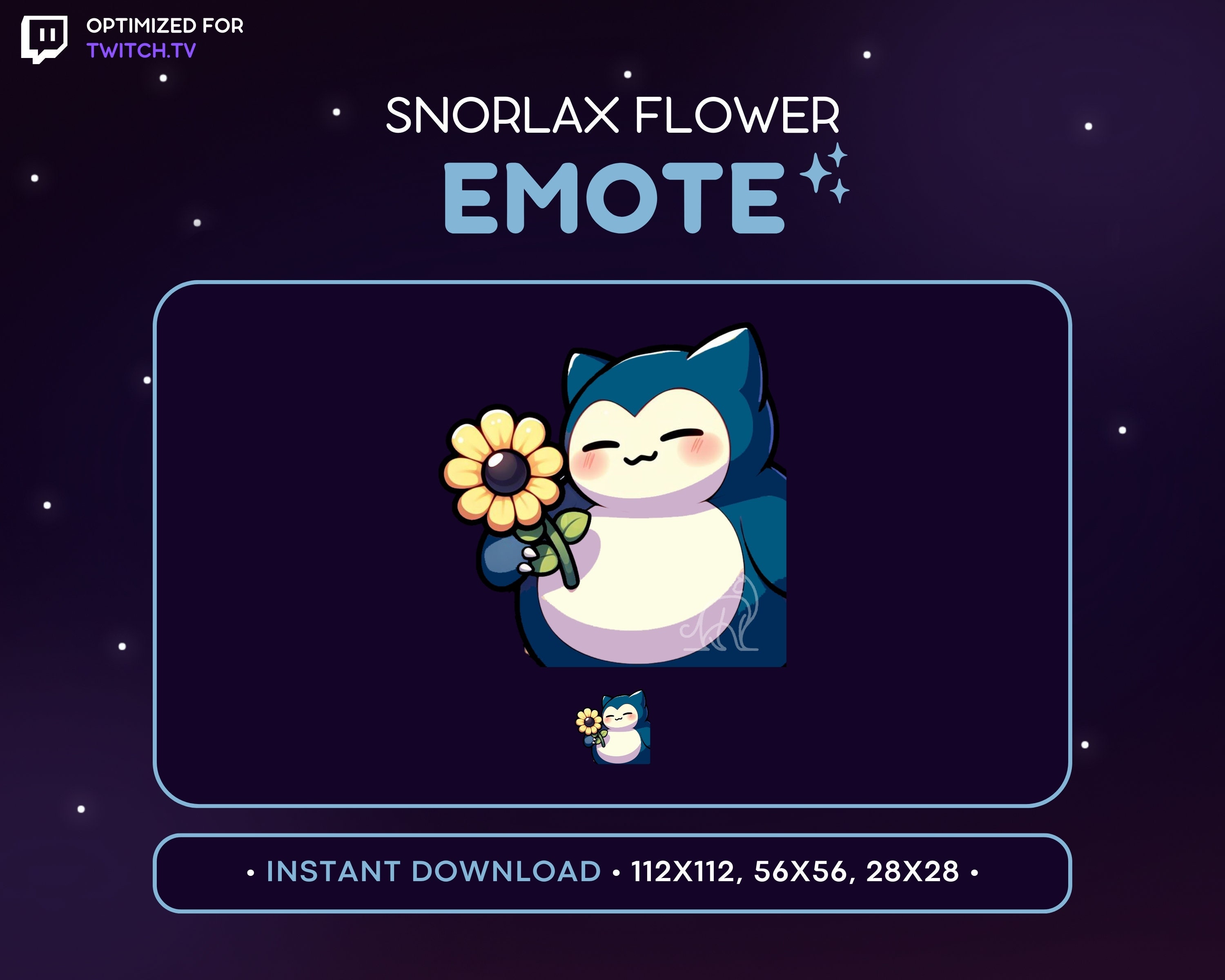 Cute Snorlax Twitch Emote - Flower Snorlax Pokemon Emote, Gaming ...