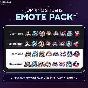 Jumping Spider Twitch Emote Pack 8x - Spider Discord Emoji, Sticker ...