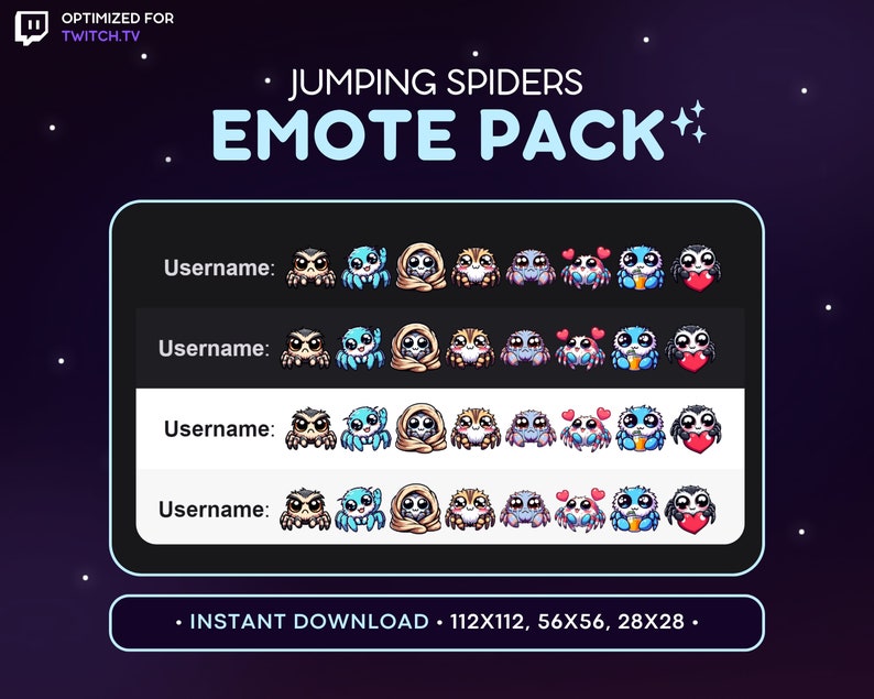 Cute Jumping Spider Twitch Emote Pack 8x Spider Emote, Spider Discord ...