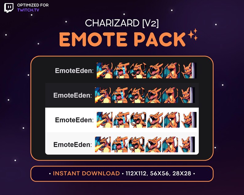 Charizard Twitch Emote Pack 6x [V2] - Cool Charizard Pokemon Emote ...
