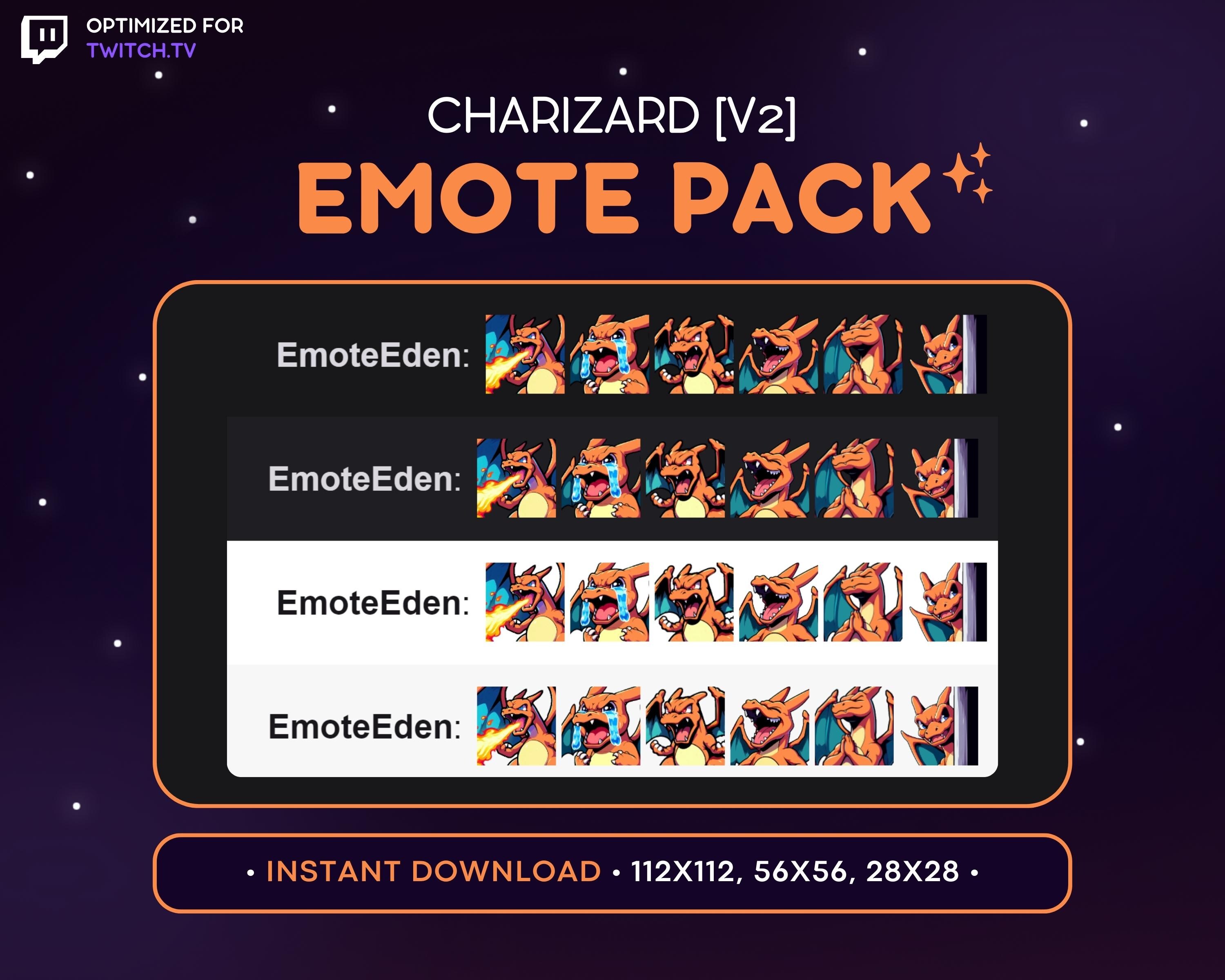 Charizard Twitch Emote Pack 6x [V2] - Cool Charizard Pokemon Emote ...