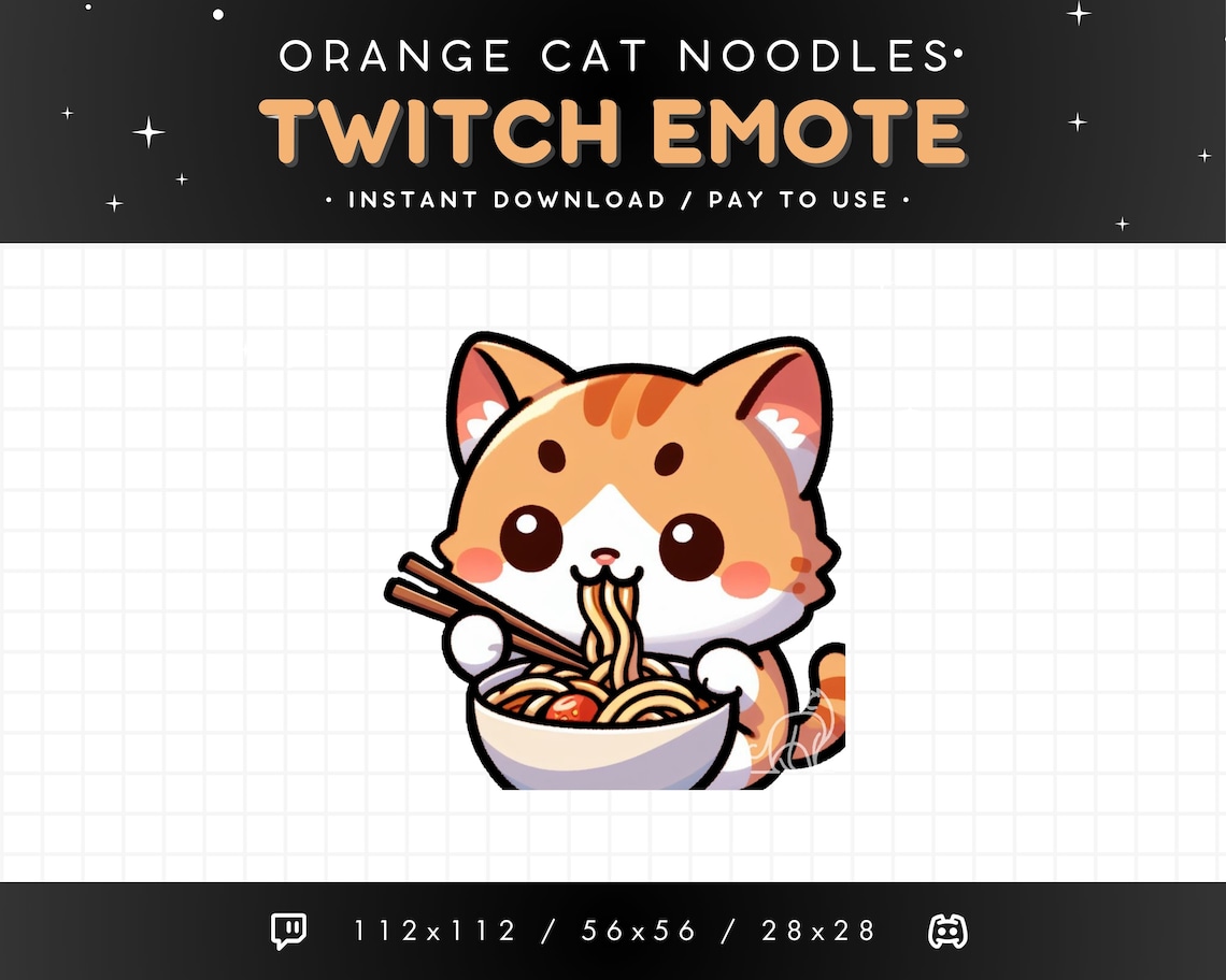 Cute Cat Twitch Emote Noodles Orange Cat Emote, Cat Discord Emote ...