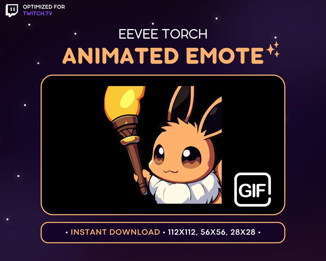 ANIMATED Eevee Twitch Emote - Torch Pokemon Eevee Emote, Gaming ...