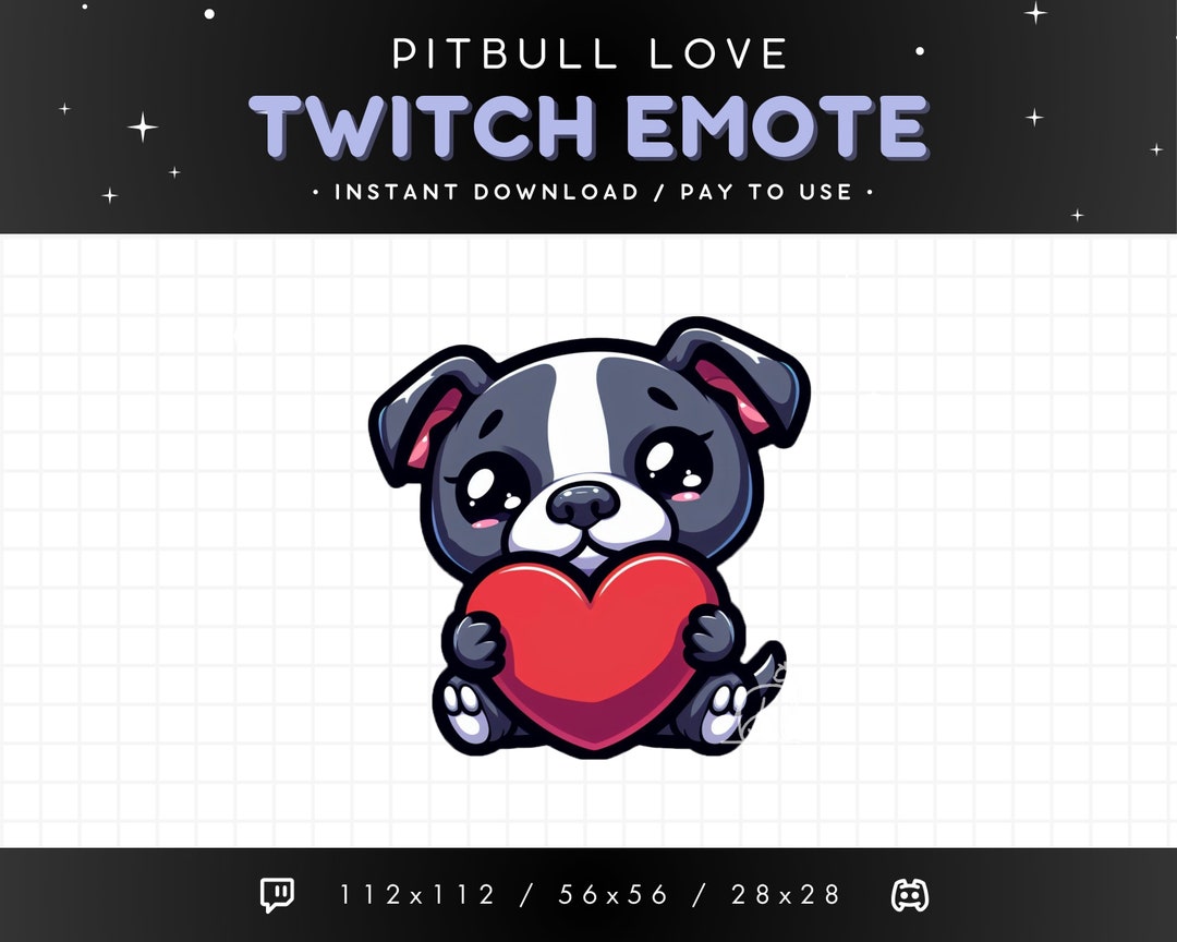 Cute Pitbull Dog Twitch Emote Love Heart Dog Emote, Puppy Discord Emote ...