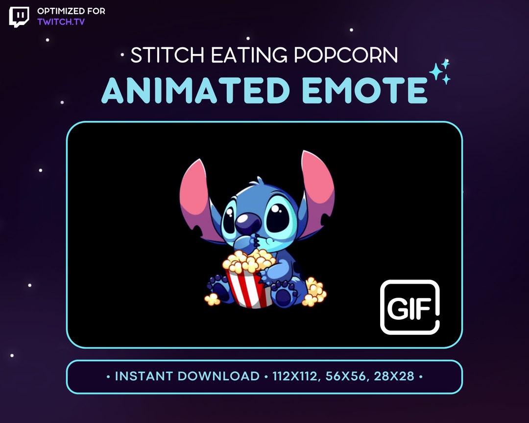 Stitch Popcorn Animated Twitch Emote - Stitch Discord Emote, Stitch ...