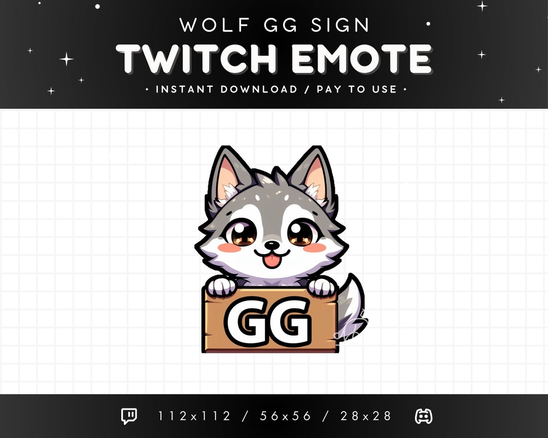 Cute Wolf Twitch Emote GG Sign Good Game Wolf Emote, Wolf Discord Emote ...