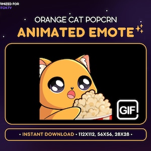 ANIMATED Orange Cat Popcorn Emote - Discord Emoji, Sticker, GIF, Movie ...