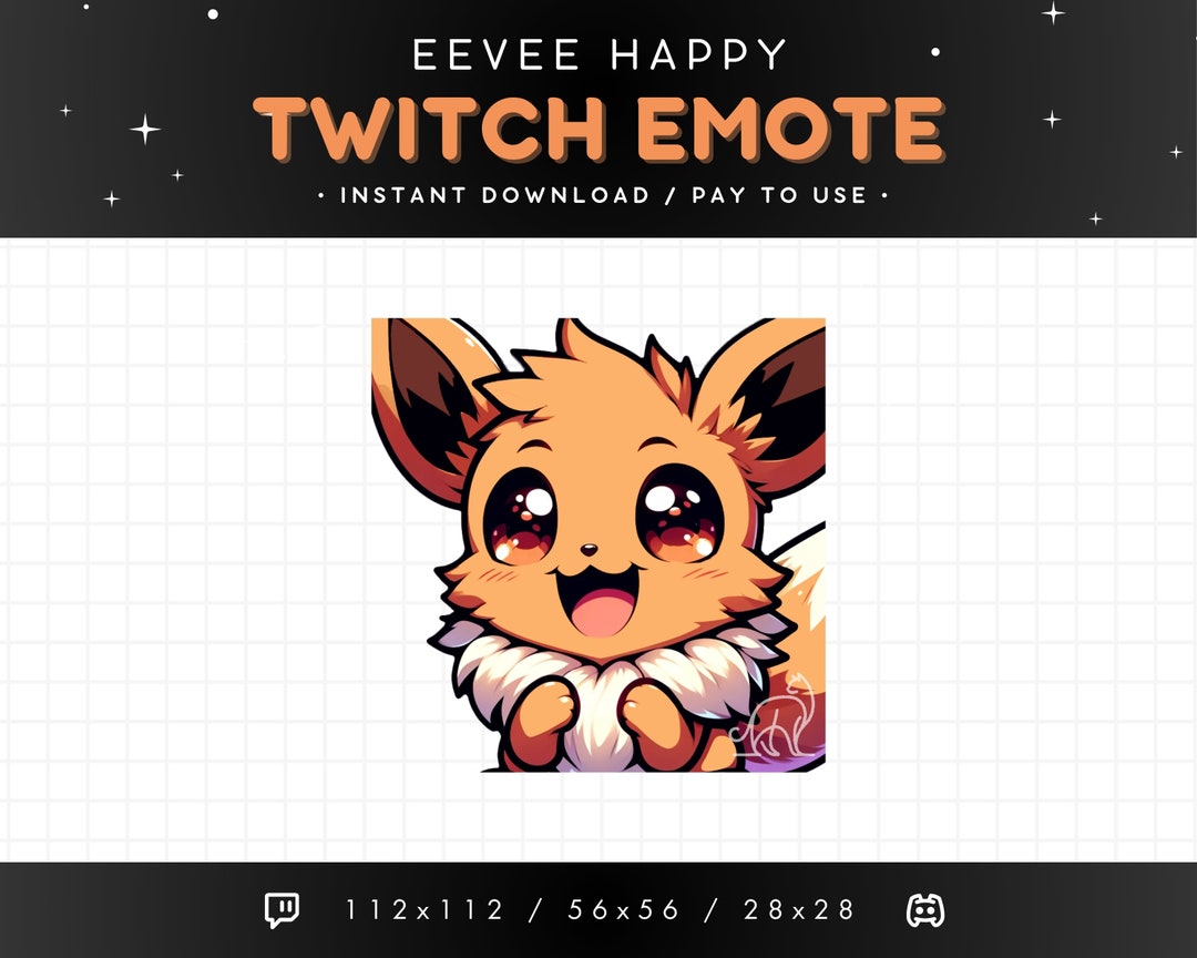 Cute Eevee Twitch Emote Happy Pokemon Eevee Emote, Gaming, Streaming ...