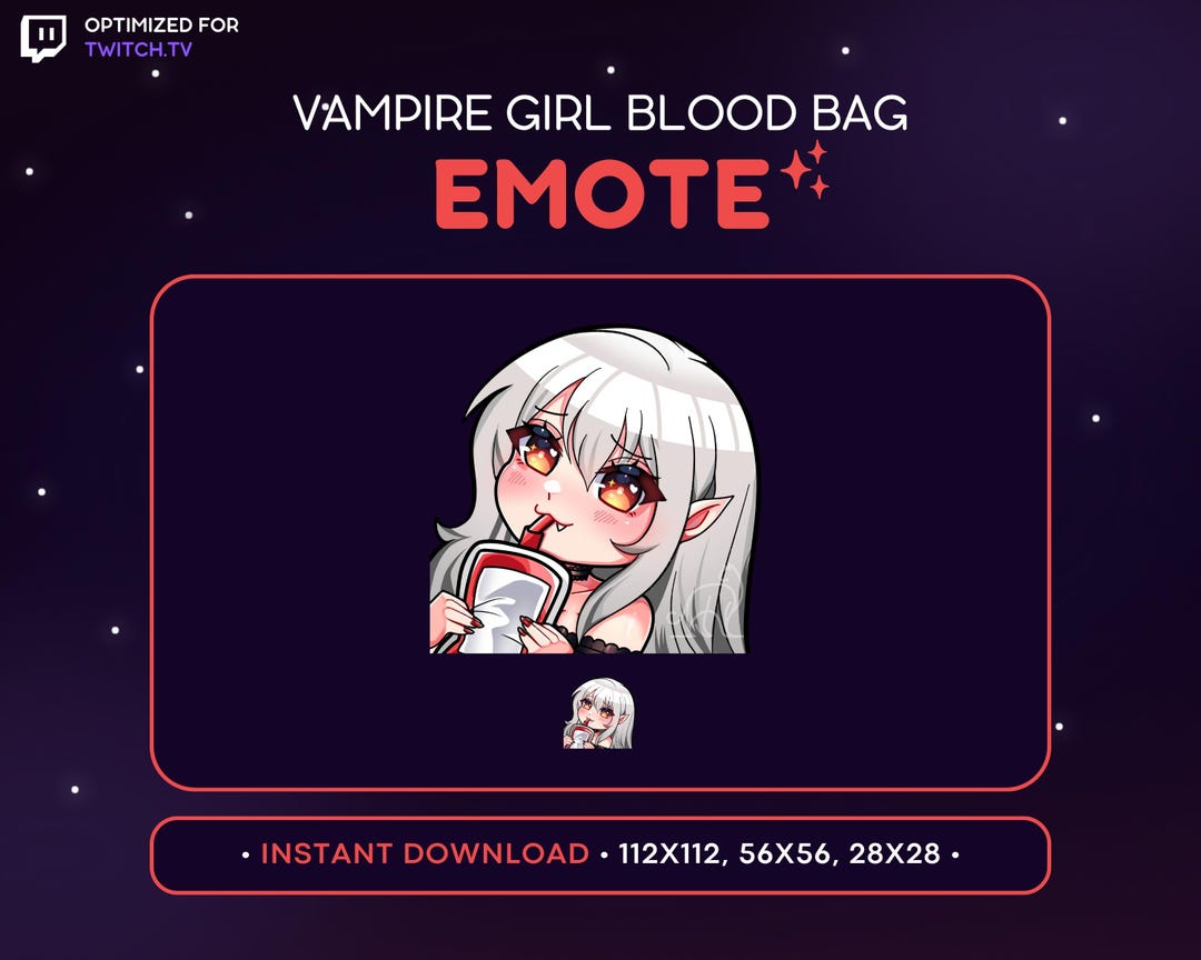 Vampire Girl Twitch Emote - Drinking Blood Bag Evil Vampire Girl ...