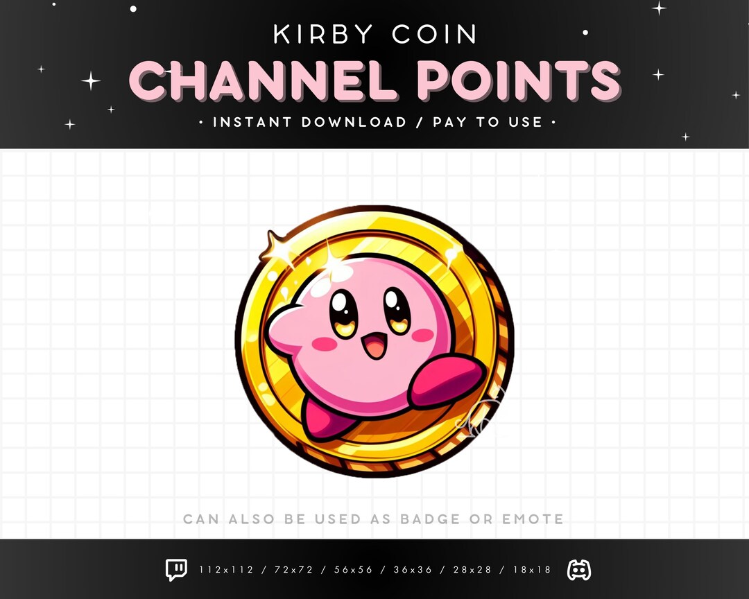 Kirby Coin Twitch Channel Point Icon, Sub Badge, Emote Kirby Discord ...