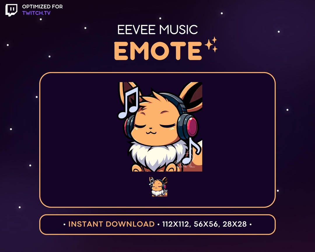 Eevee Twitch Emote - Music Pokemon Eevee Emote, Gaming, Streaming ...