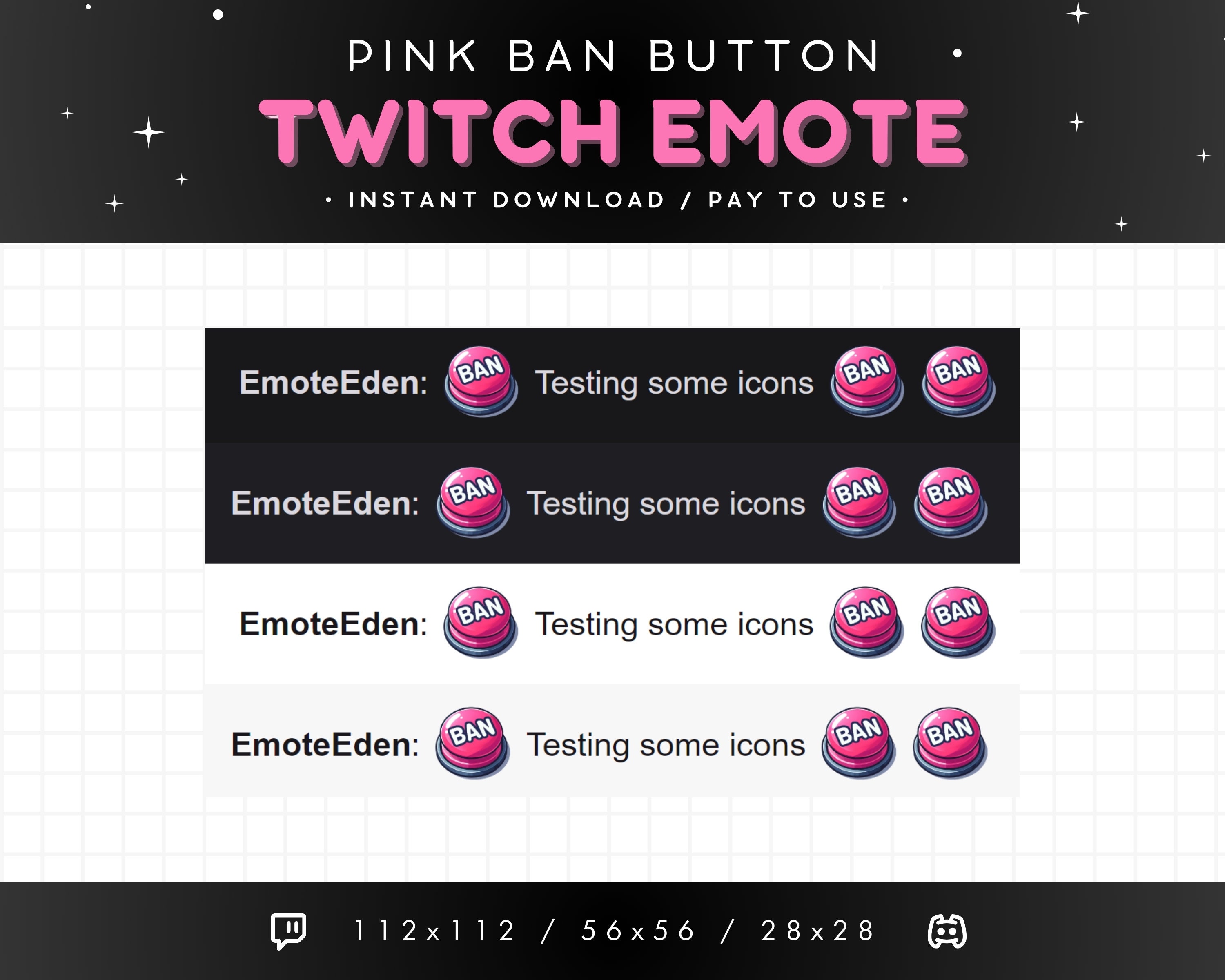 Pink Ban Button Twitch Emote - Ban Button Emote, Ban Discord Emote ...
