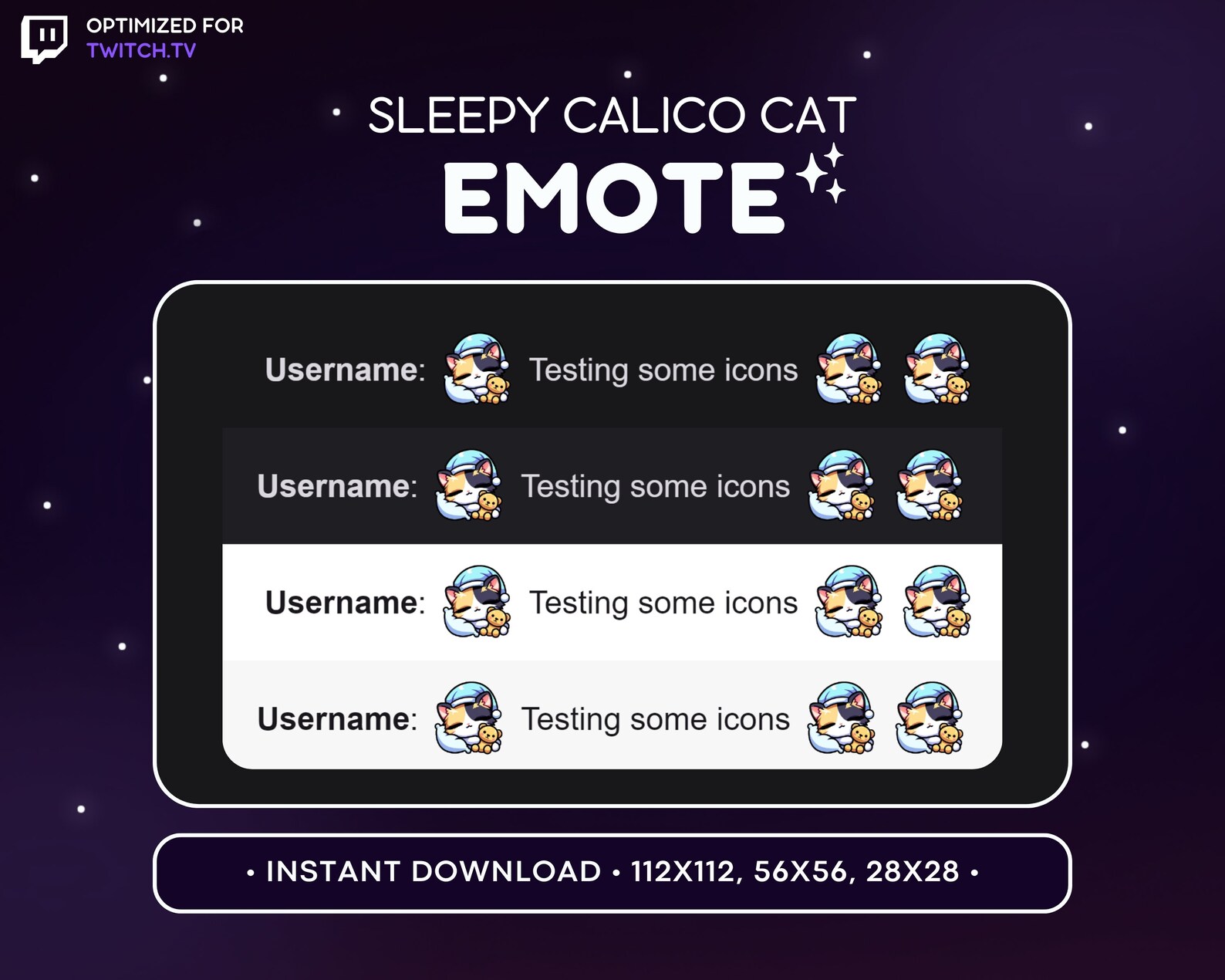 Sleepy Cat Twitch Emote - Cute Calico Cat Emote, Hugging Teddy Bear ...