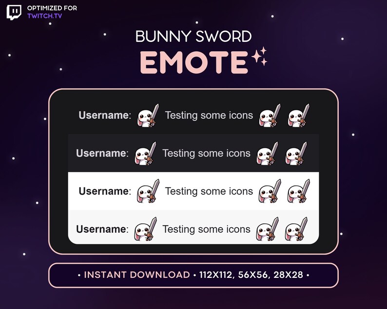 Cute Bunny Twitch Emote - Sword Bunny Emote, Bunny Discord Emote ...