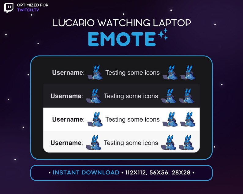 Cool Lucario Twitch Emote - Watching Laptop Lucario Pokemon Emote ...